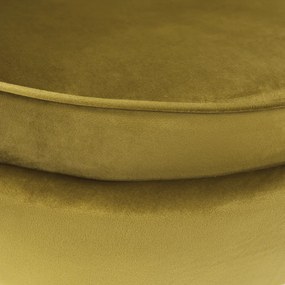 Křeslo ve stylu Art-deco, hořčicová Velvet látka/gold chrom-zlatý, NOBLIN