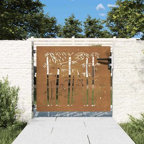Zahradní branka 85 x 75 cm corten ocel bambusový design 153232