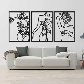 Třídílná nástěnná dekorace ženy – Moderní art umění | SENTOP HDF0480