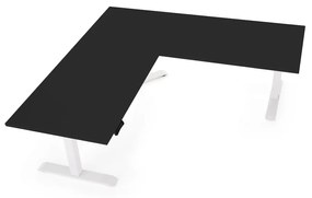 Výškově nastavitelný stůl OfficeTech Angle, 180 x 200 cm, bílá podnož, černá