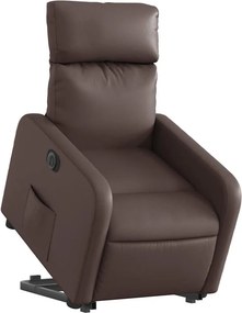 Elektrické zvedací polohovací křeslo hnědé umělá kůže 3206765
