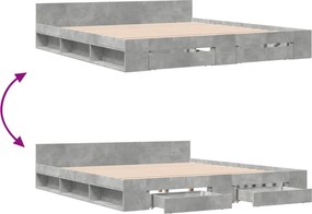 Rám postele se zásuvkami betonově šedý 200 x 200 cm kompozit 3280723