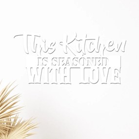 dřevo života Dřevěná dekorace nápis This Kitchen is Barevný vzor: Bílá, Velikost textu: 95x43