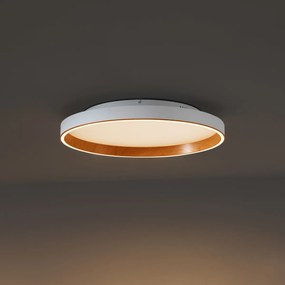 Designové stropní svítidlo bílé s dřevem 60 cm vč. LED 3-stupňový spínač - Ingo
