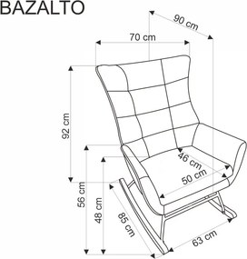Houpací křeslo BAZALTO — kov, látka, zelená