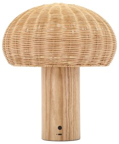 LED stolní lampa v přírodní barvě s ratanovým stínidlem (výška 32 cm) – Villa Collection