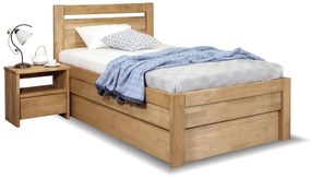 Zvýšená postel jednolůžko s úložným prostorem Klementin, masiv buk