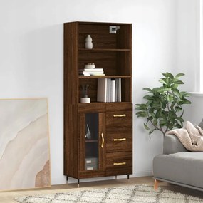 Fionshop 263888984 Skříň highboard hnědý dub 69,5 x 34 x 180 cm kompozitn