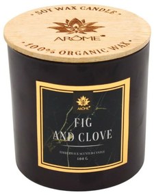 Arome Sójová svíčka Fig and clove, 400 g s dřevěným knotem a víčkem