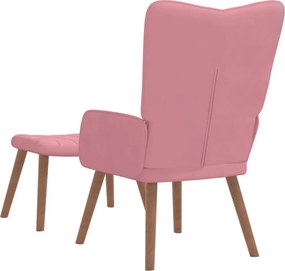 Relaxační křeslo se stoličkou růžové samet 327670
