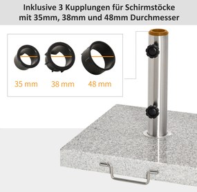 Outsunny mobilní stojan na slunečník 28kg mramor nerez 42x42x36cm stabilní podstavec pro slunečník na zahradu a terasu | Aosom.de