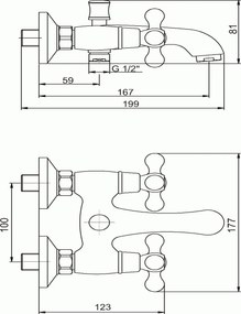 Novaservis Vanová baterie bez příslušenství 100 mm Retro II chrom 99124/1,0