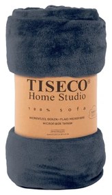 Tmavě modrý přehoz z mikroplyše na dvoulůžko 220x240 cm Cosy - Tiseco Home Studio