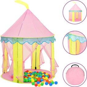 vidaXL Dětský stan na hraní s 250 míčky růžový100x100x127 cm [3107746] Barva: Vícebarevný