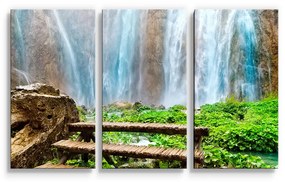 Sablio Obraz - 3-dílný Posezení u vodopádu - 120x80 cm