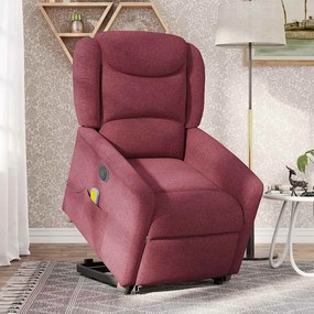 Elektrické zvedací masážní polohovací křeslo vínové textil 3303227