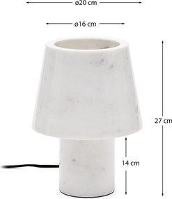 Mramorová stolní lampa slonovinová s mramorovým stínidlem (výška 27 cm) Alaro – Kave Home