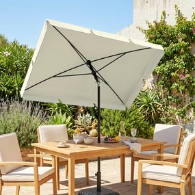 Outsunny Slunečník Plážový Slunečník Zahradní Slunečník na Balkon Ochrana před Sluncem Nastavitelný Krémově Bílý
