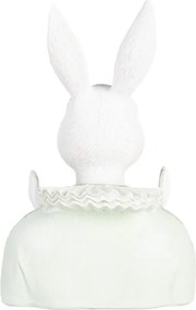 Dekorace busta bílý králík v zeleném obleku - 11*10*16 cm
