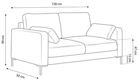 Dvoumístná pohovka jade 158 cm samet zelená MUZZA