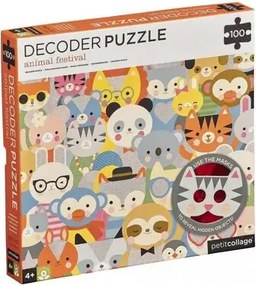 Petit Collage Puzzle zvířátka 100 ks s 3D brýlemi / 100 dílků / od 4 l