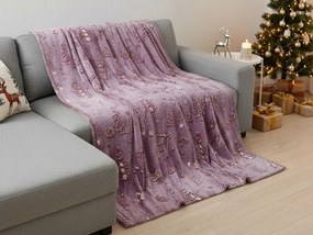 Svítící vánoční mikroplyšová deka PAINTY CHRISTMAS, vínová Rozměr: 150 x 200 cm