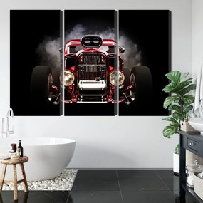 Vícedílný obraz Hot Rod Auto Na Pozadí Kouře Nedostatek Nedostatek Plátno Canvas 60x40