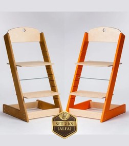 Lucas Wood Style - rostoucí židle ALFA III zvýhodněný set 2 ks - buk + oranžová