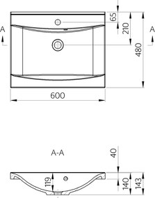 Sapho Luciola 50062 umyvadlo 60 x 48 cm
