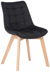 Židle Passaic ~ samet, dřevěné nohy natura - Černá
