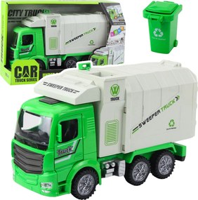 LEAN Toys Popelářské auto městské se světly a zvuky, zelené