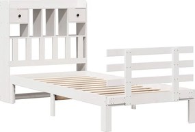 Postel s knihovnou bez matrace bílá 75x190 cm masivní borovice 3322781