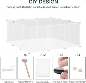 Výběh PawHut pro volný výběh DIY síťový výběh pro malá zvířata 105x105x45cm 12 panelů bílý pro vnitřní i venkovní použití | Aosom.de