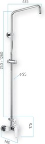 Mereo Mereo, Nástěnná sprchová baterie Mada 150 mm se sprchovou soupravou, ruční a talířovou sprchou o220mm, CBE60104SAM