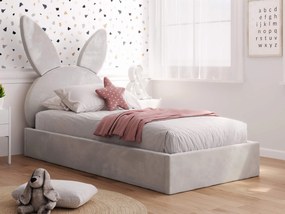 Čalouněná dětská postel 90x200 s roštem, šedá Velvet Kids Line 2 Rabbit