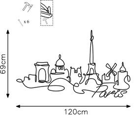 Nástěnná kovová dekorace Paris černá