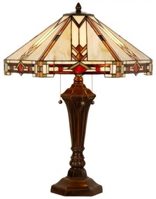 Stolní lampa Tiffany Merla béžovo červená – 75 cm