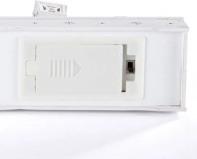 Dřevěná LED dekorace VESNICE bílá délka 30 cm
