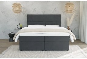 Tmavě šedá boxspring postel s úložným prostorem 180x200 cm Lola – Ropez
