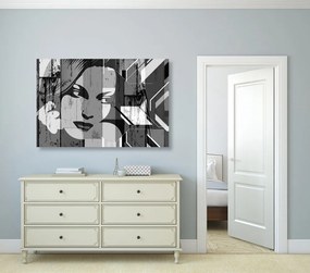 Obraz portrét ženy  v černobílém provedení - 120x80 cm