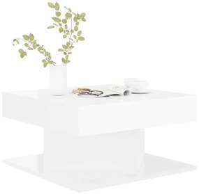 Konferenční stolek bílý vysoký lesk 57x57x30 cm dřevotříska - Default Title