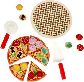 KIK Dřevěná pizza s příslušenstvím / Hra na vaření / 27 dílků / dřevo