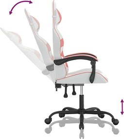 Herní židle bílá a růžová umělá kůže 3143851