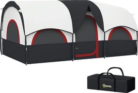 Outdoorový rodinný stan pro 4-6 osob, voděodolný 3000 mm, skládací stan s 2 ložnicemi, batoh na turistiku 435x251x195 cm, tmavě šedý a bílý | Aosom