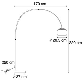 Moderní oblouková lampa z oceli s nastavitelným ramenem - Grande