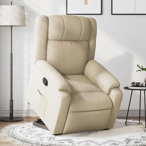 Zvedací polohovací křeslo krémové textil 3205211