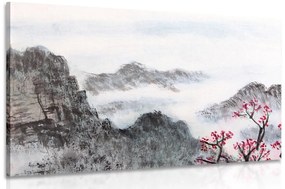 Obraz tradiční čínská malba krajiny - 120x80 cm