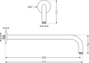 Mexen nástěnné sprchové rameno 40 cm růžové zlato - 79211-60