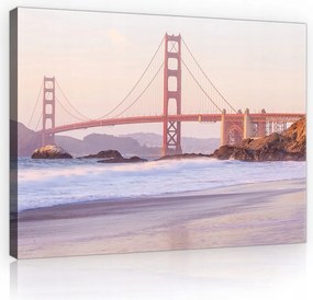 Obraz 80x60 Zlatá brána San Francisco most oceán pláž skály klid