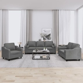 3dílná sedací souprava s polštáři tmavě šedá textil 3201787
